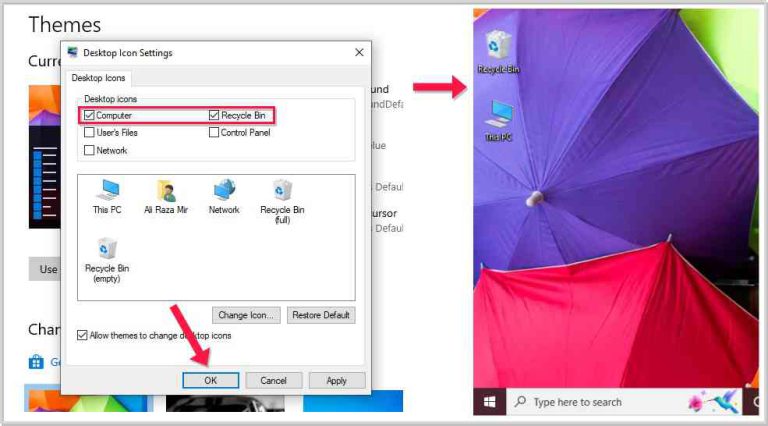 Add Recycle Bin and My Computer Icons to Desktop in Windows 10 and ...