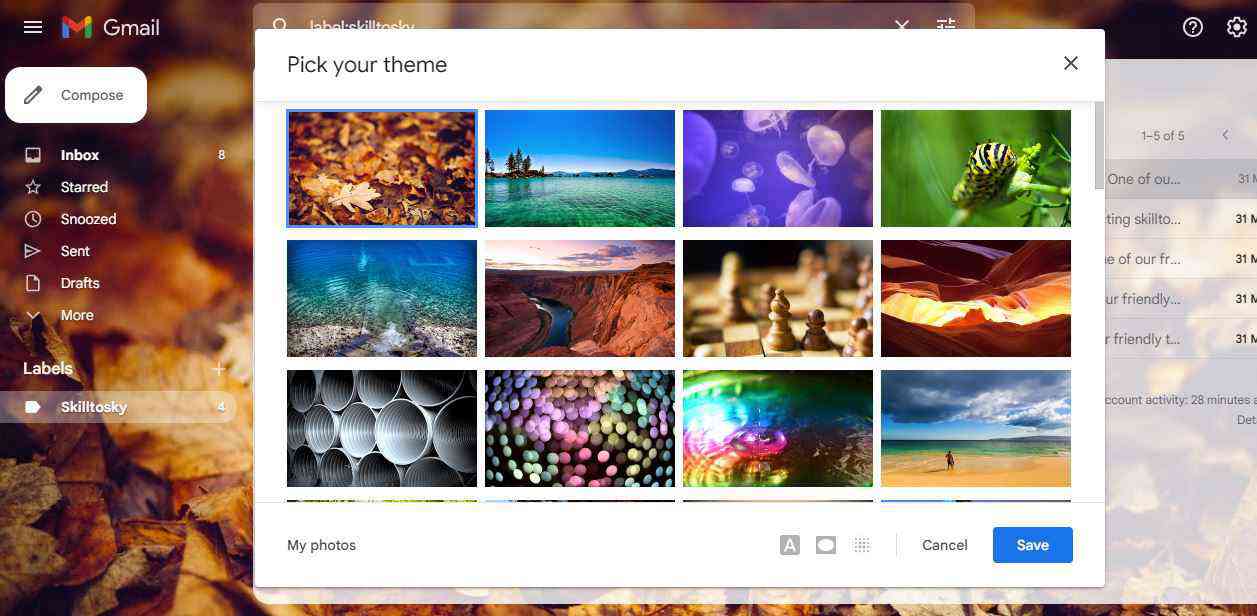 How to change the Gmail default theme - skilltosky.com